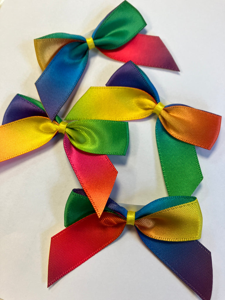 Pack of 4 rainbow satin bows – Mrsicrafts